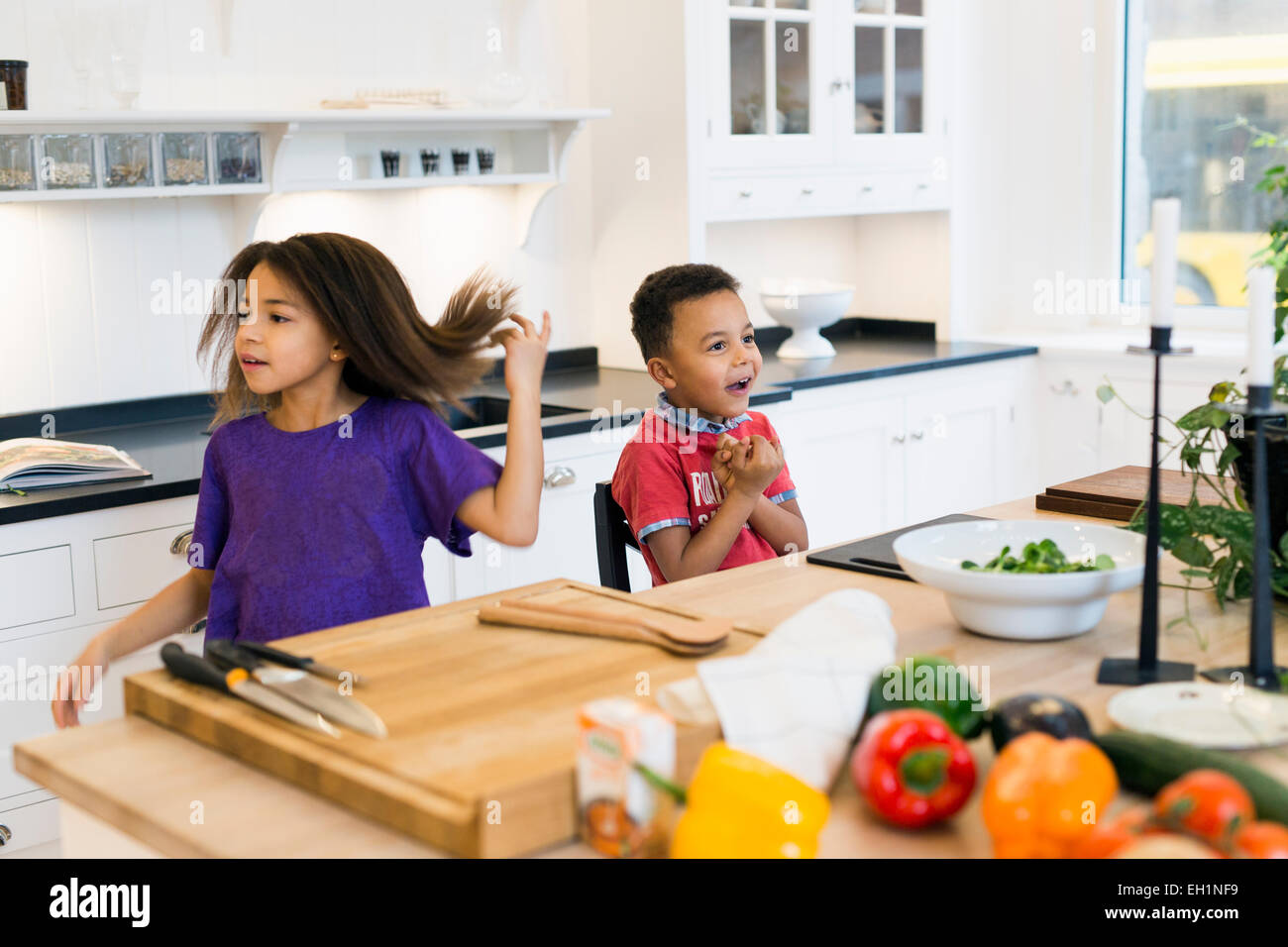Brother Sister In Kitchen High Resolution Stock Photography and Images ...