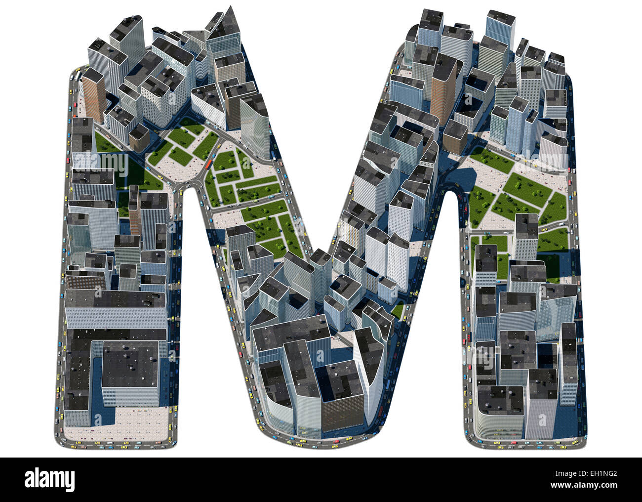 Urban M letter from city font collection. Extreme detail. Custom made ...