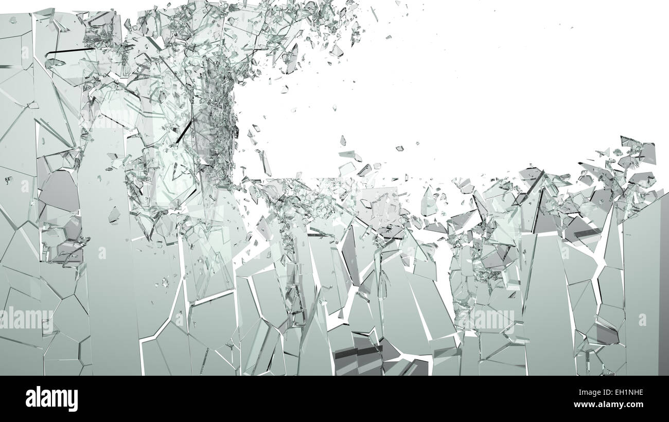 Smashed and shattered glass isolated. Large size Stock Photo - Alamy