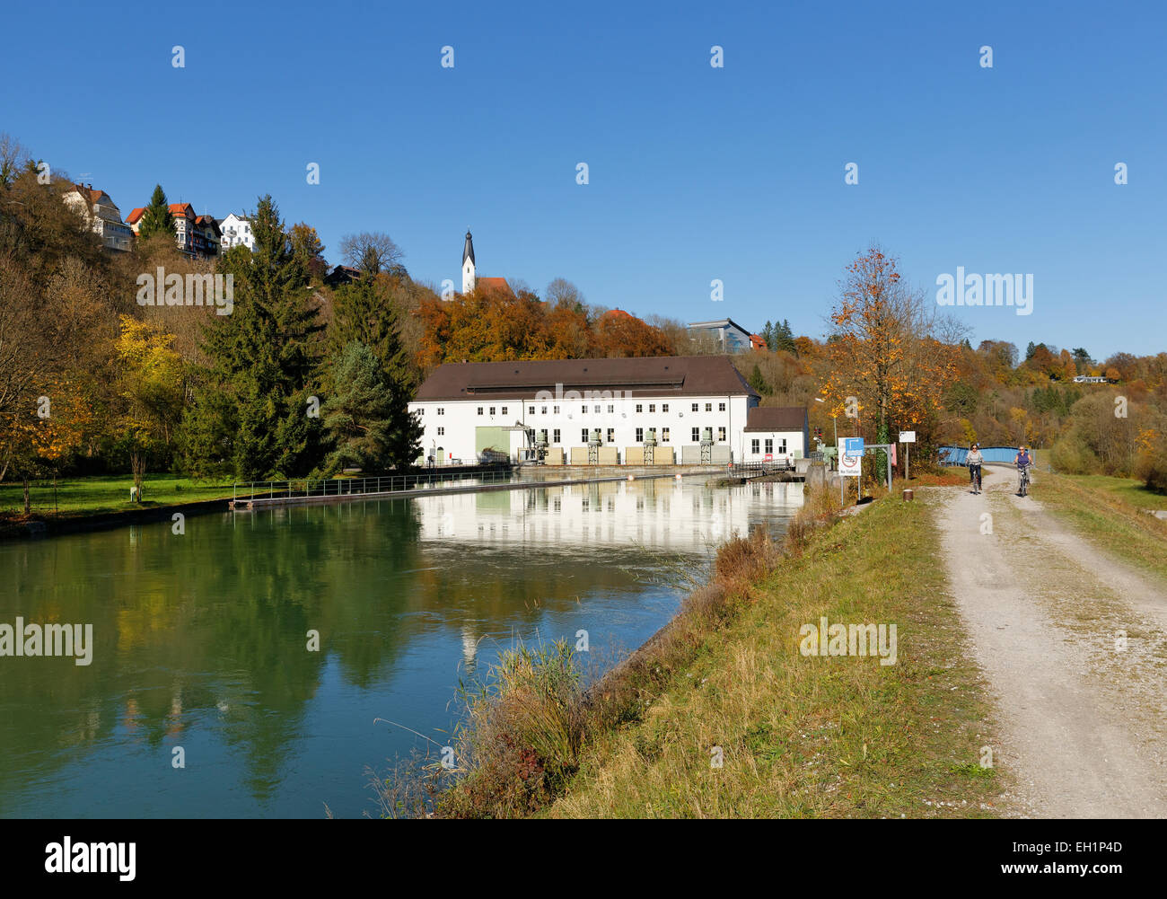 Run-of-the-river hydroelectricity, Isar Canal, Pullach, Upper Bavaria ...