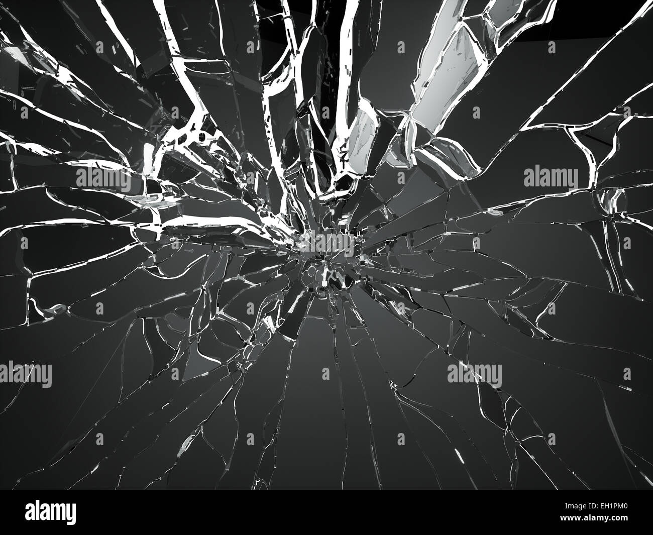 Destructed or Shattered black glass isolated over white Stock Photo - Alamy