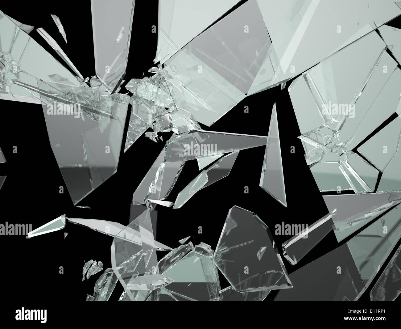 Pieces of Broken and Shattered glass on black Stock Photo - Alamy