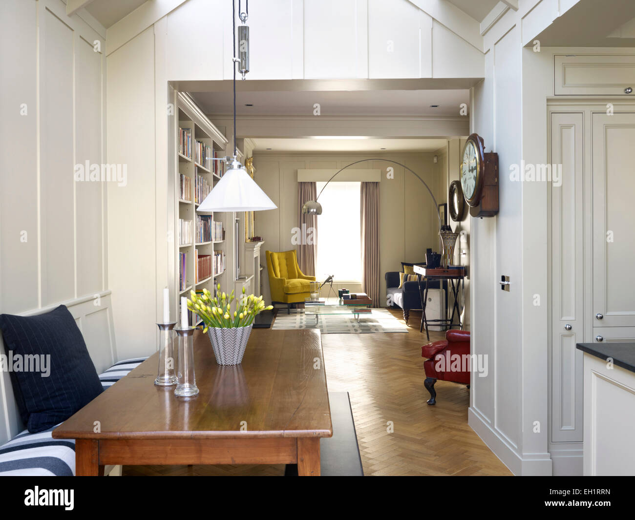 Sitting room and conservatory in open plan ground floor of residential ...