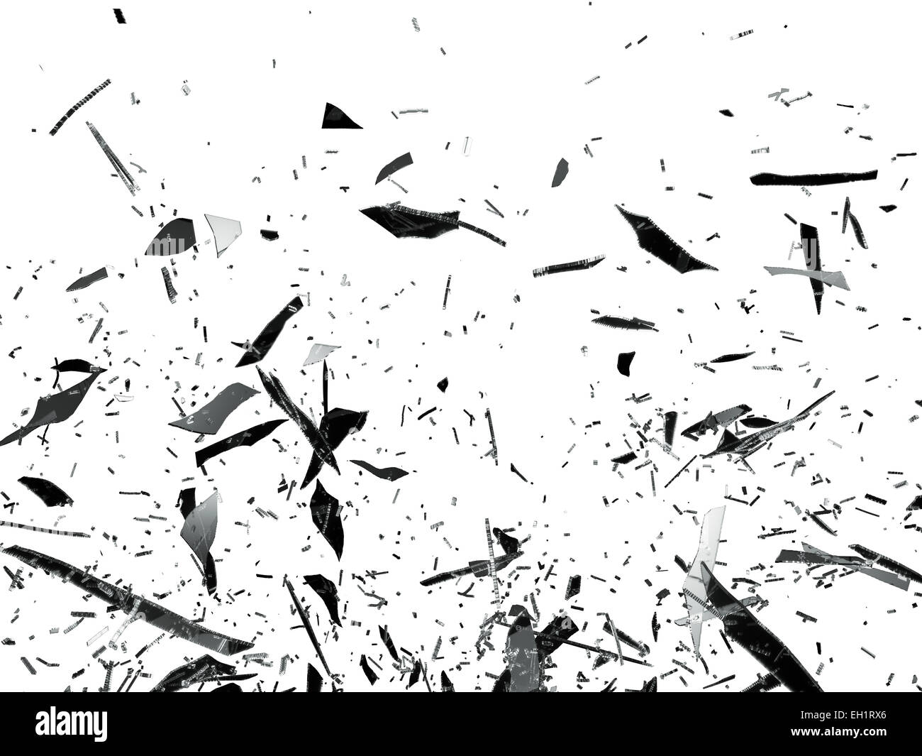 Sharp pieces of smashed glass isolated on white Stock Photo - Alamy