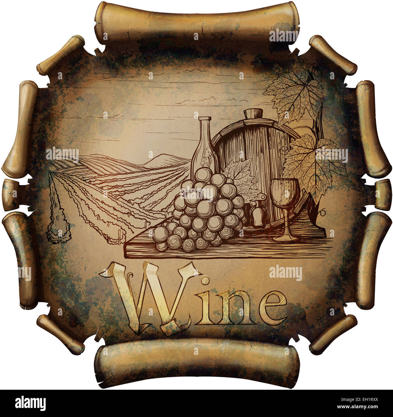 Vintage wine label Stock Photo - Alamy