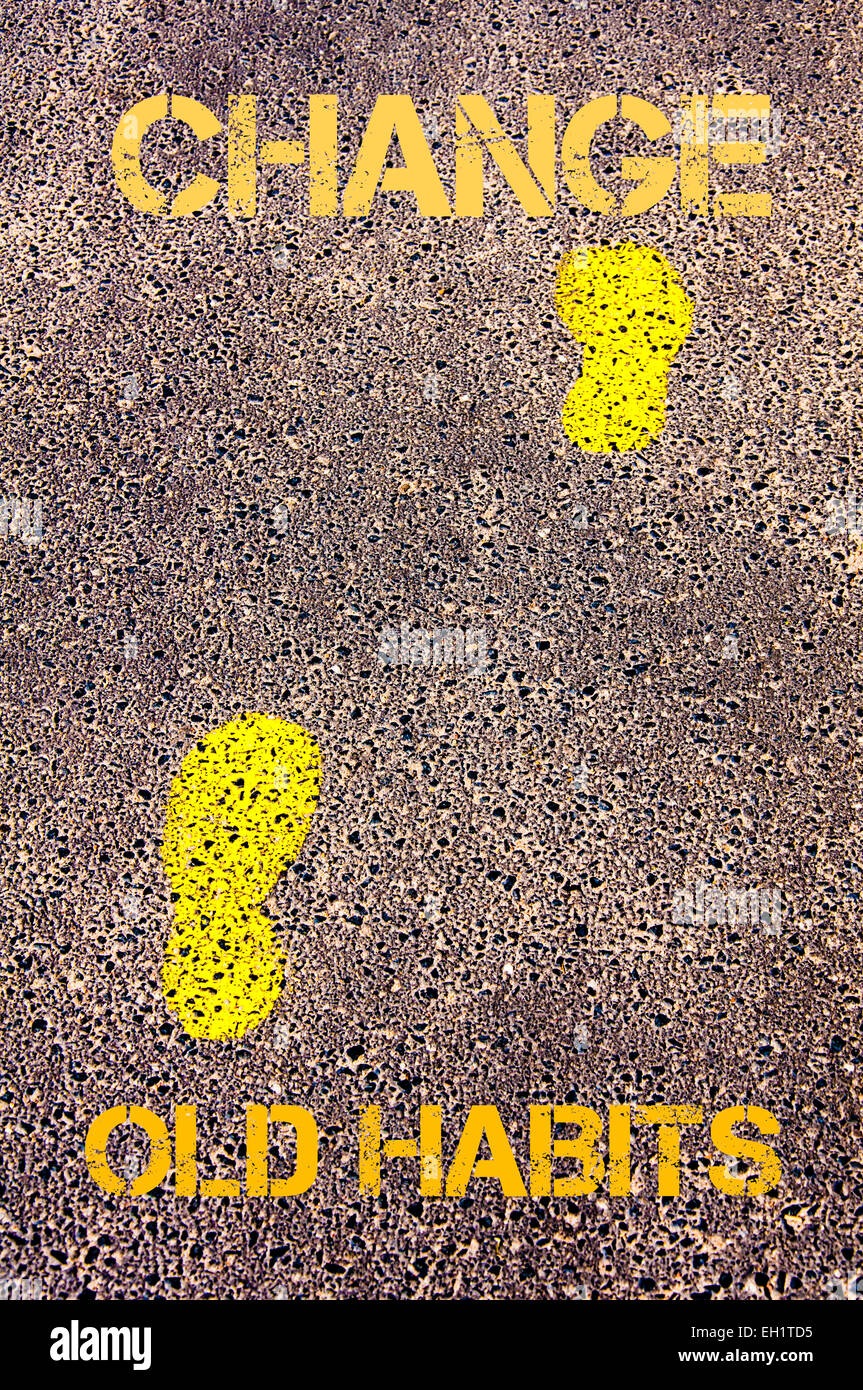Yellow footsteps on sidewalk from Old Habits to Change message ...