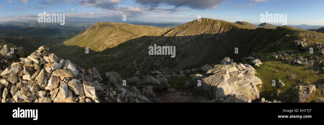 Coniston fells summer Great Carrs and wetherlam summer evening Stock ...
