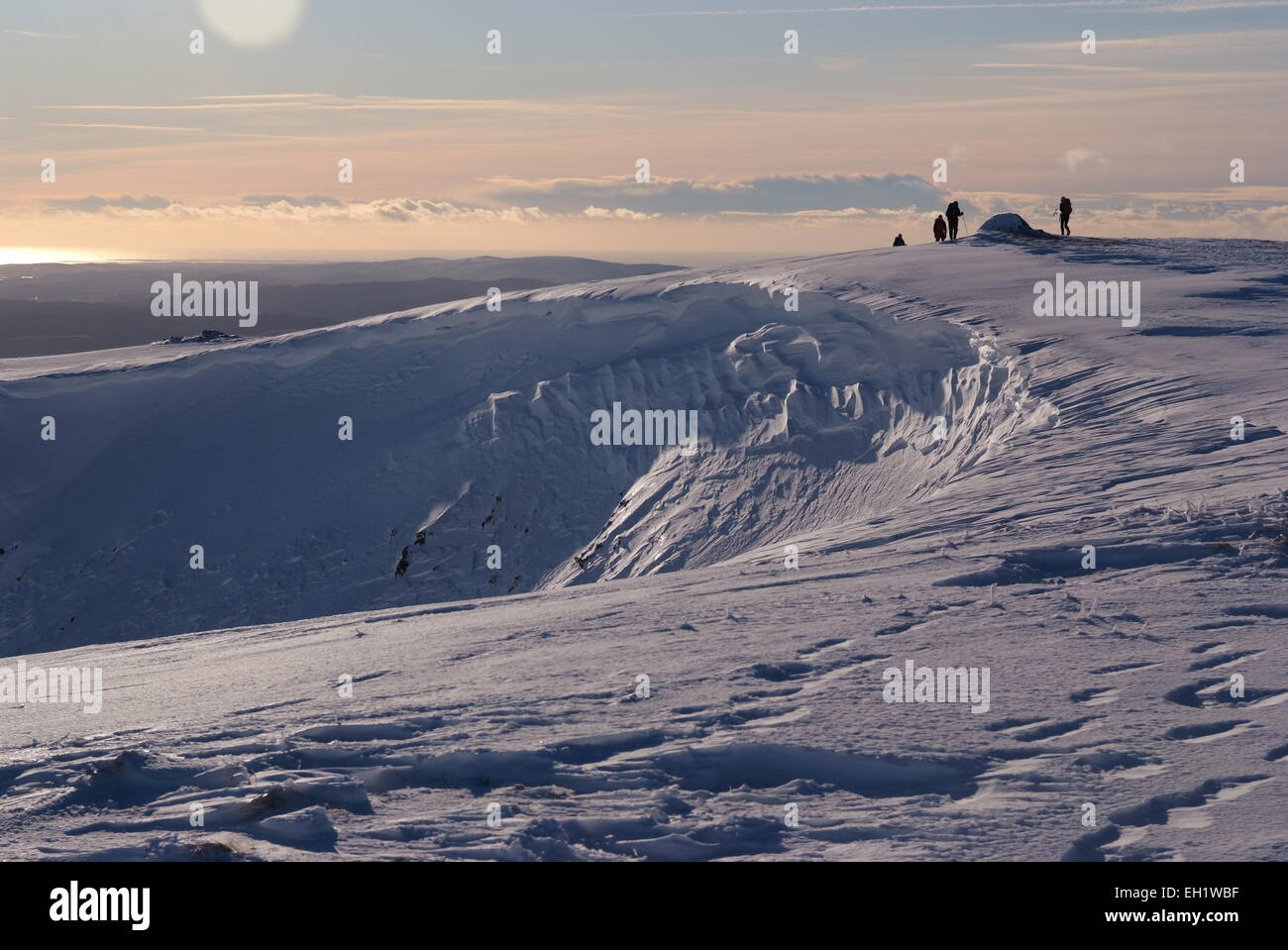Lakeland winter. Snow on Red Screes looking towards windermere. Snow ...