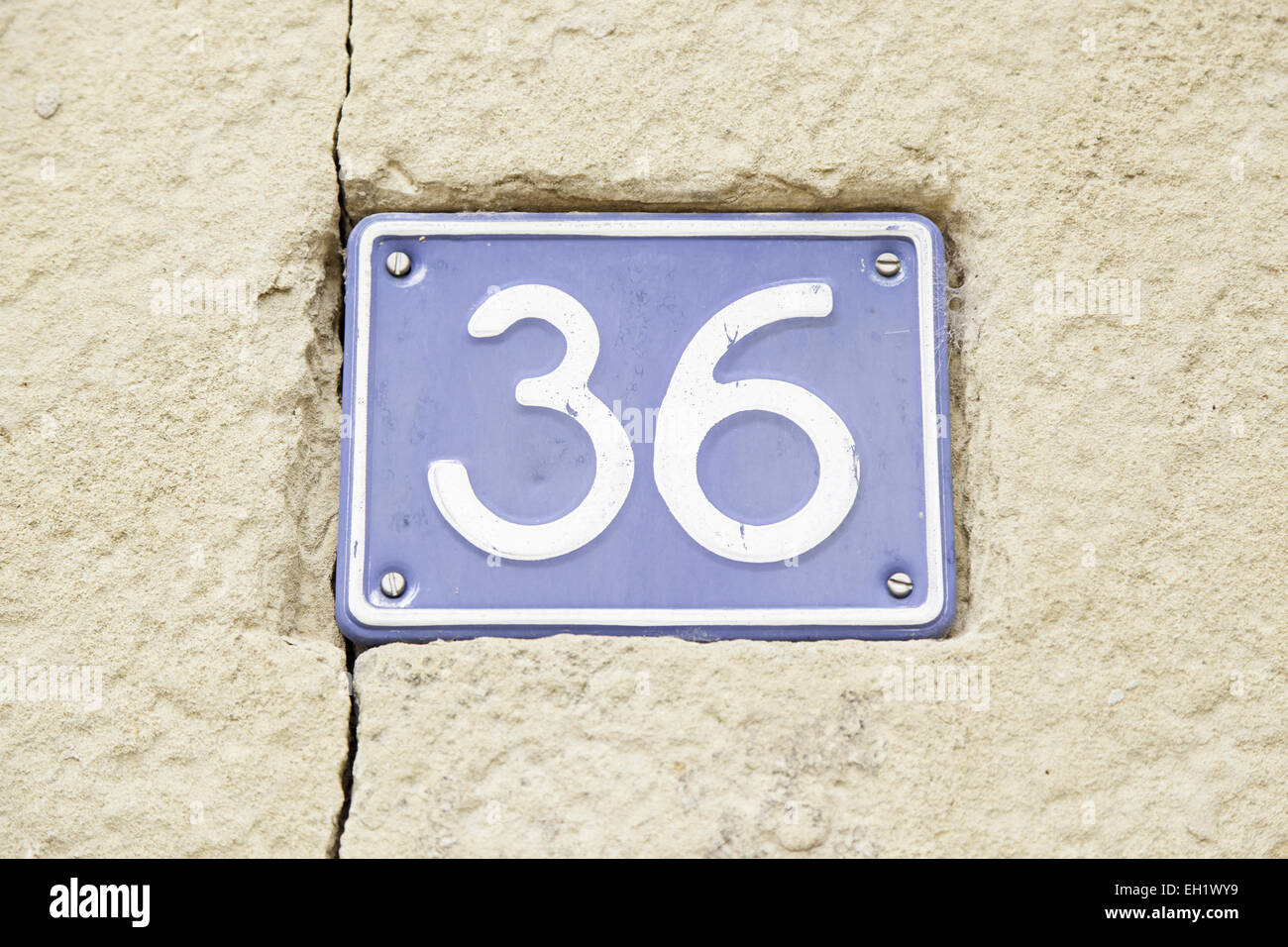 House number 36 sign on wall hi-res stock photography and images - Alamy