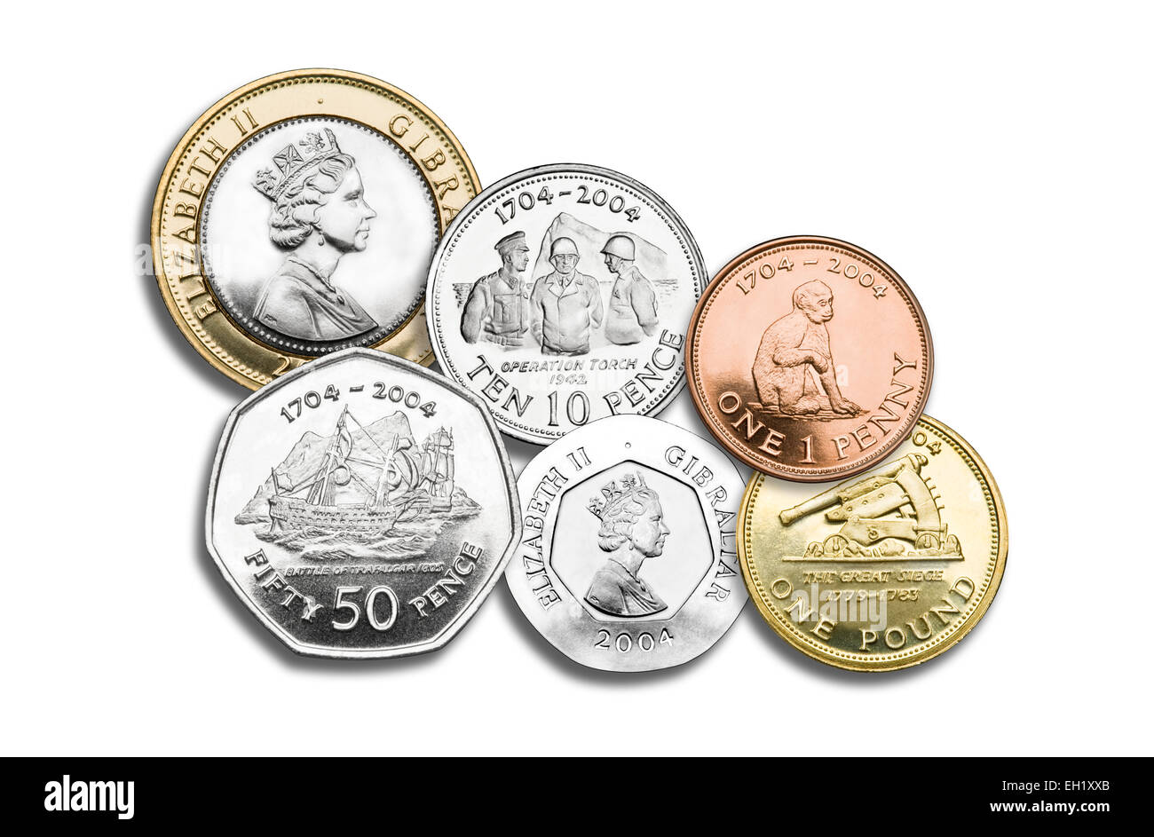 group of Gibraltar coins Stock Photo - Alamy