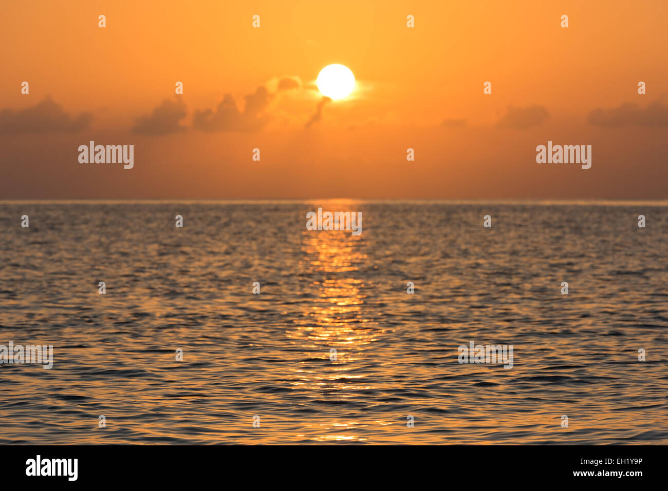 Beautiful tropical sunset ocean background. Horizontal shot with focus ...