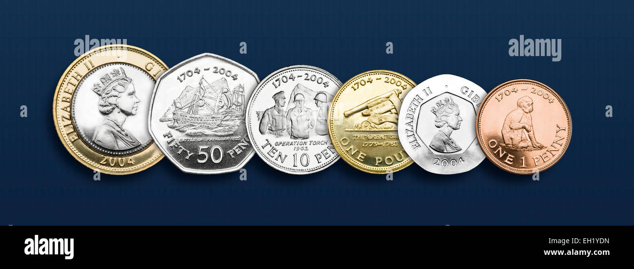 group of Gibraltar coins Stock Photo - Alamy