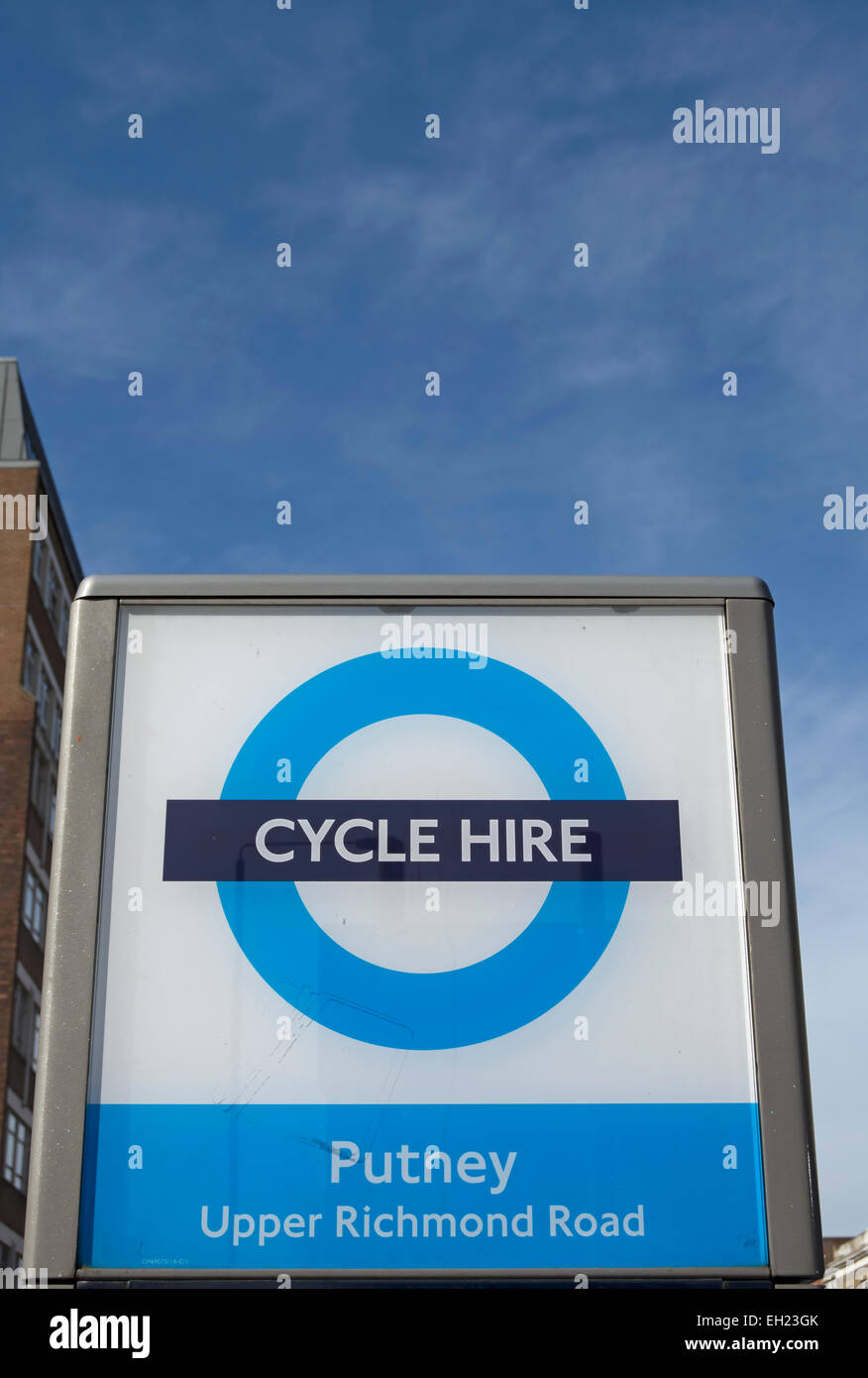 cycle hire sign in putney, southwest london, england Stock Photo - Alamy