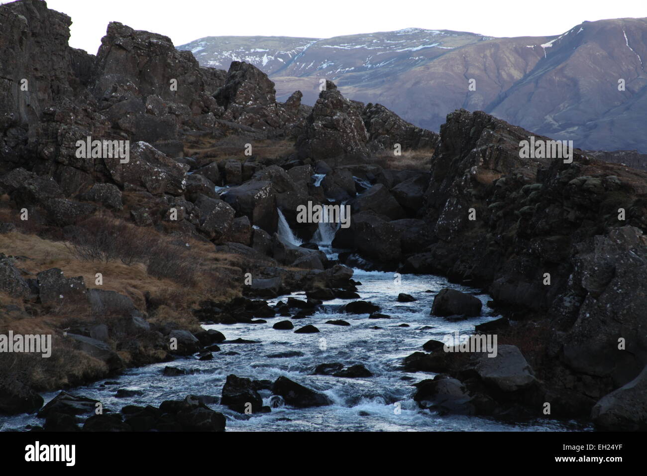 A waterfall in the Crack of the earth crust caused by the mid Atlantic ...