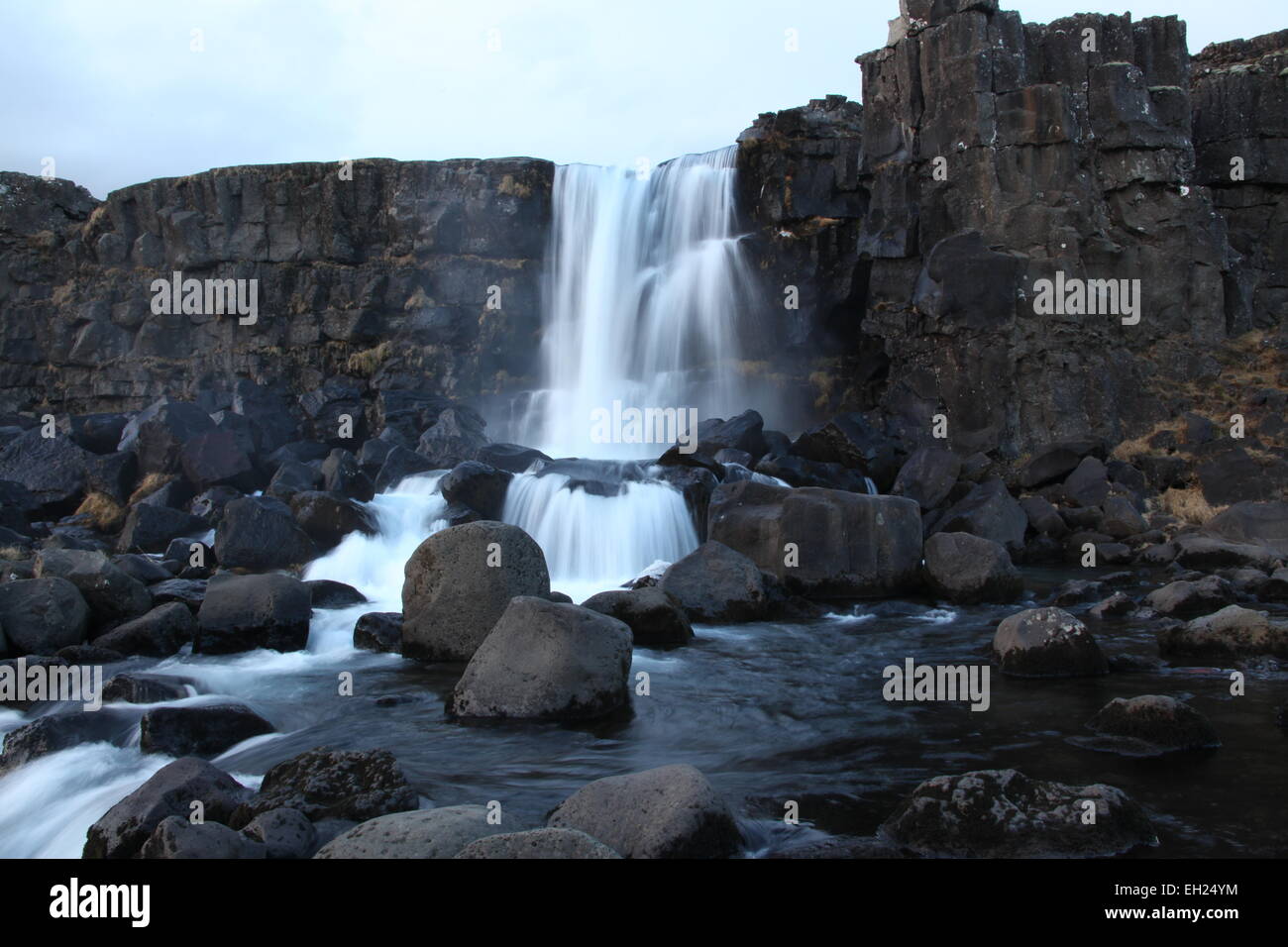 A waterfall in the Crack of the earth crust caused by the mid Atlantic ...