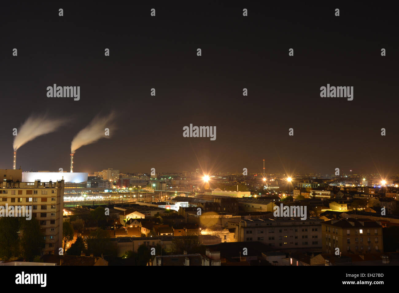 Longterm exposure of a power plant in the mid of Paris in France at ...