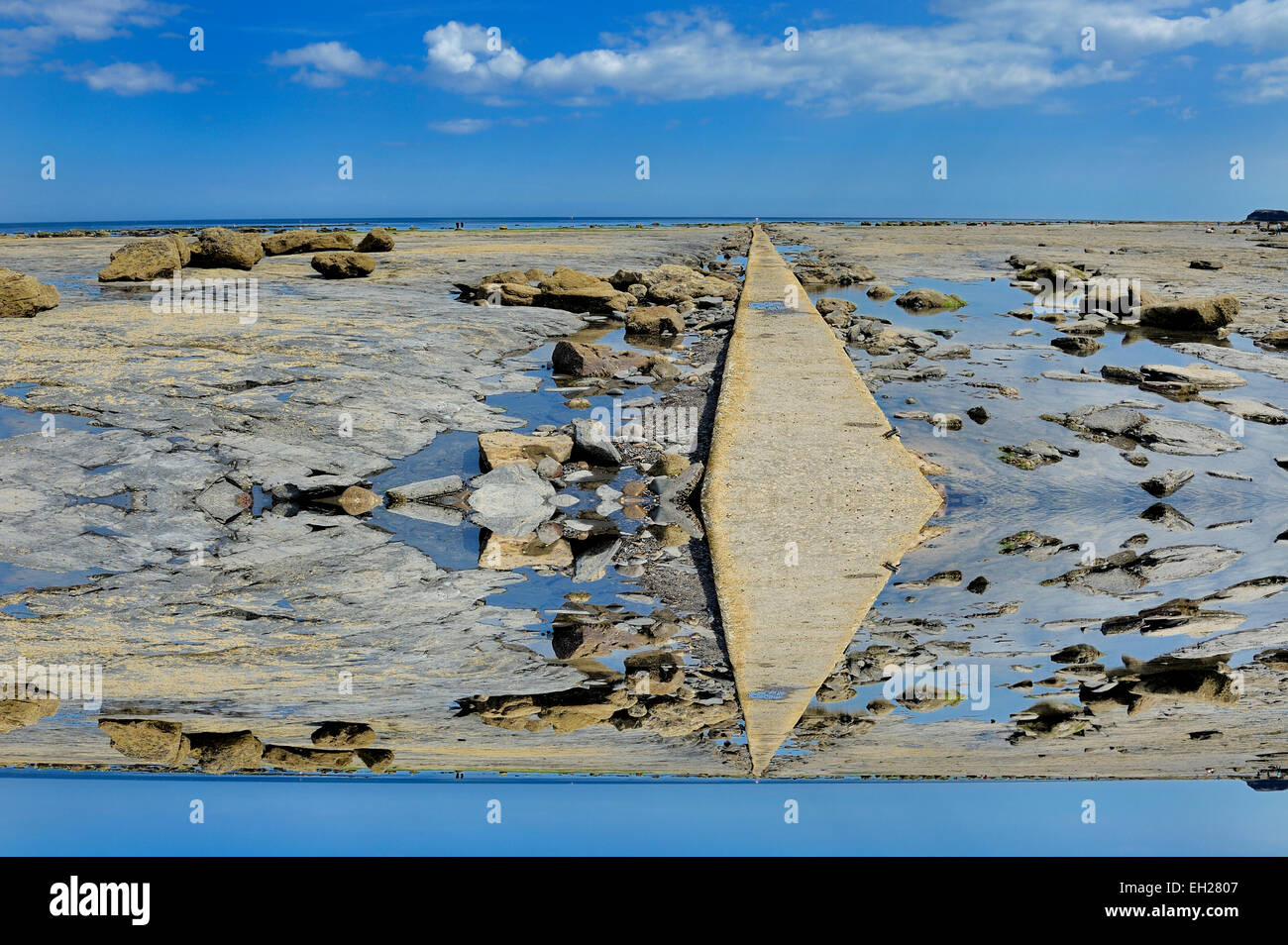 Ocean beach path vanishing point whitby england uk. Imaged mirrored ...