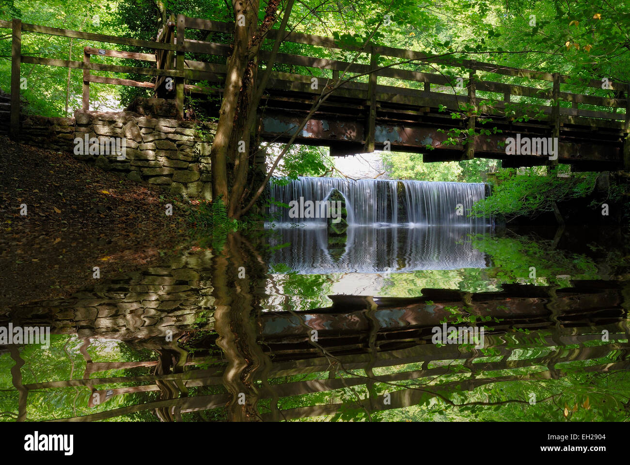 Cressbrook weir on the river Wye Derbyshire Peak District England UK ...