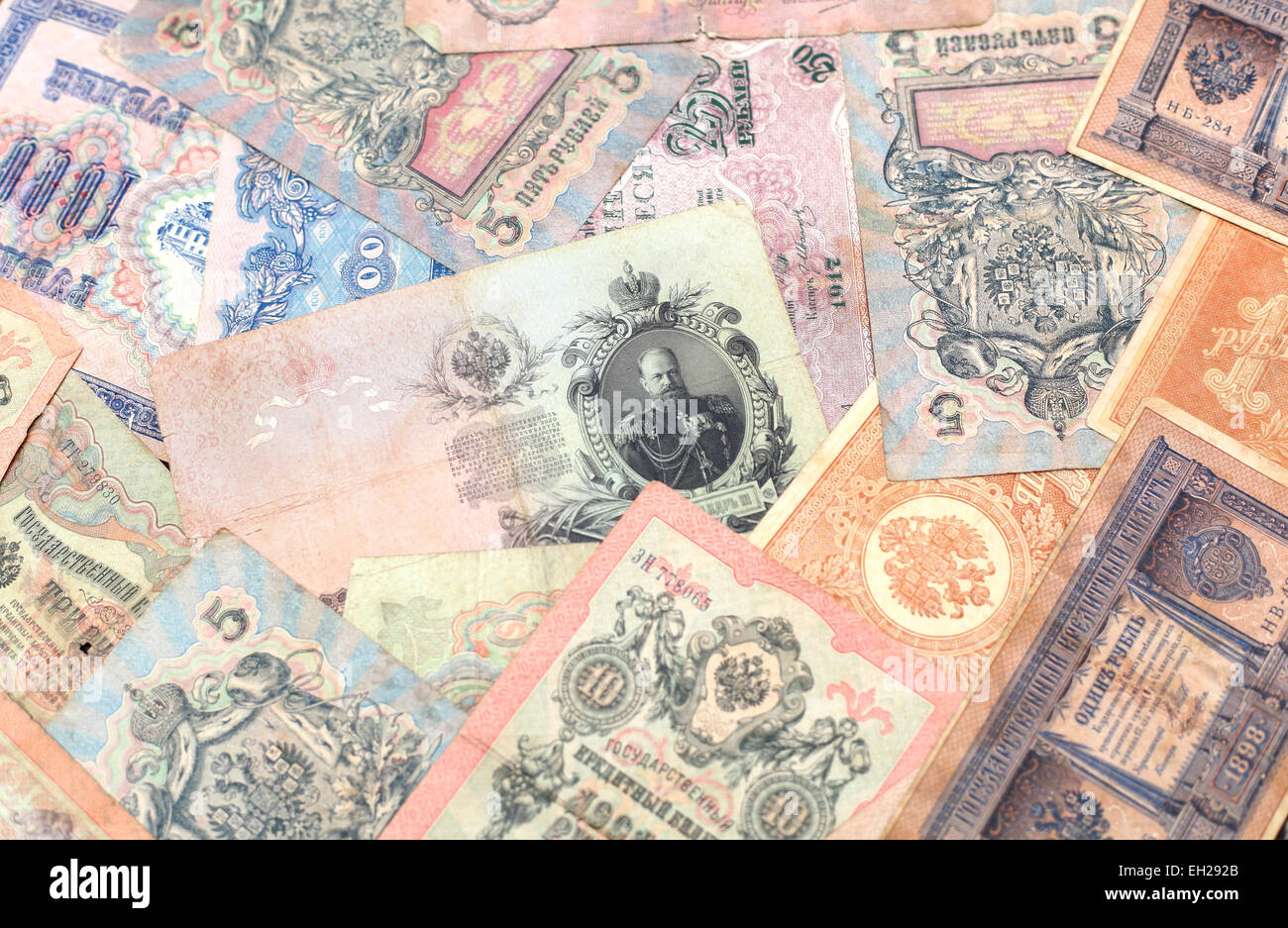 Vintage background of Russian money Stock Photo - Alamy