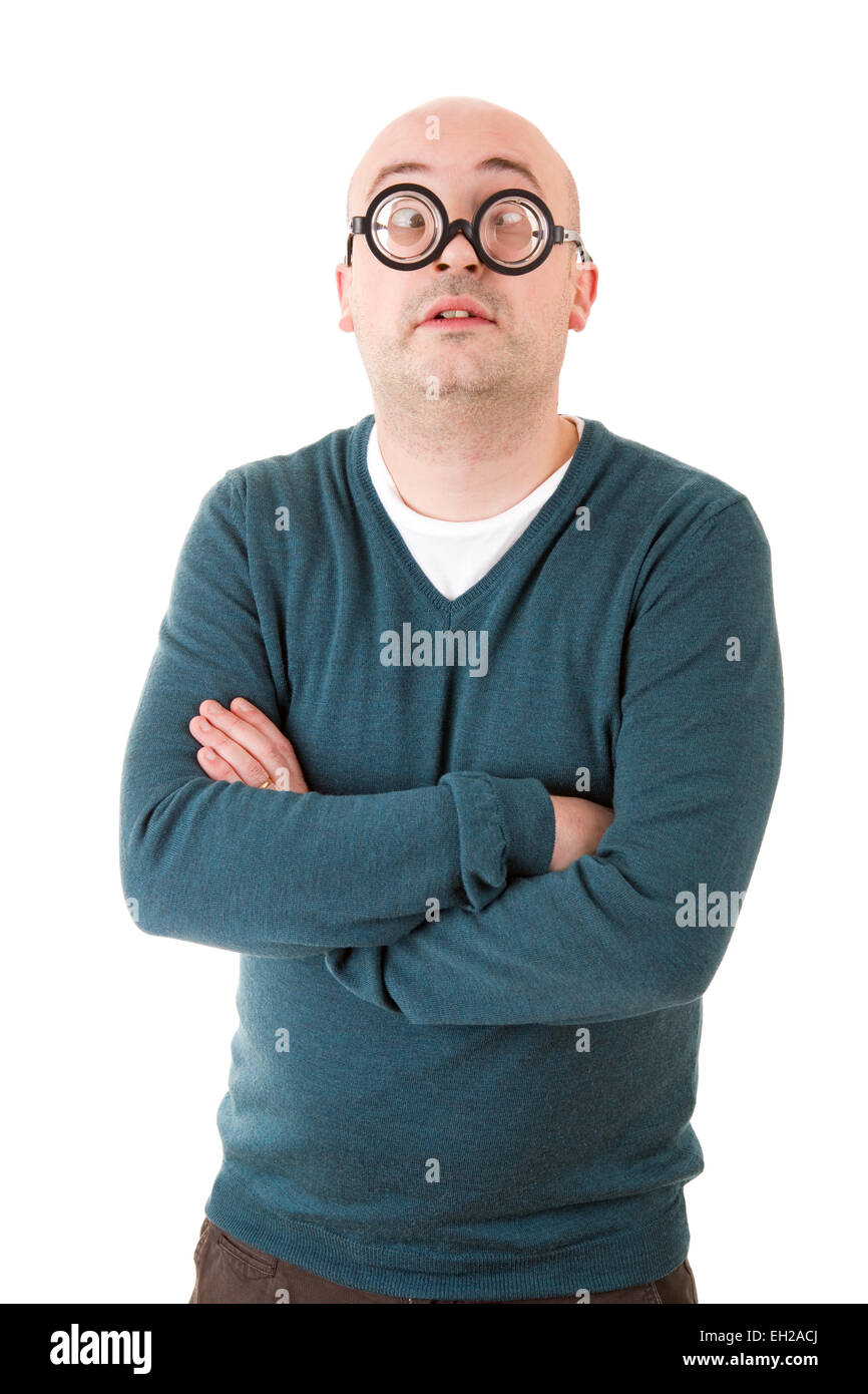 geek man isolated on white background Stock Photo - Alamy