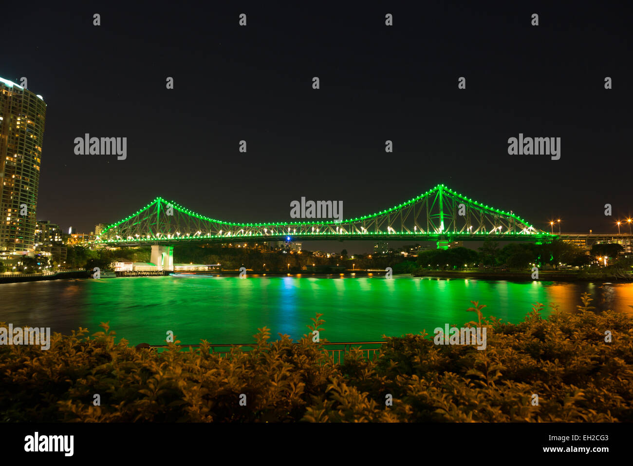A photograph of Story Bridge in Brisbane at night. The Story Bridge is ...