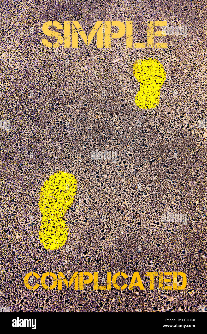 Yellow footsteps on sidewalk from Complicated to Simple message ...