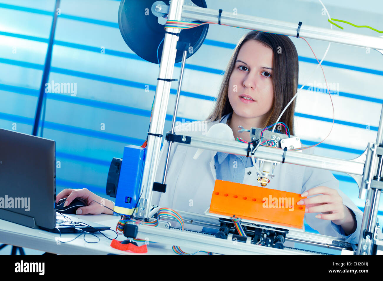 A student girl print prototype on 3D printer Stock Photo - Alamy