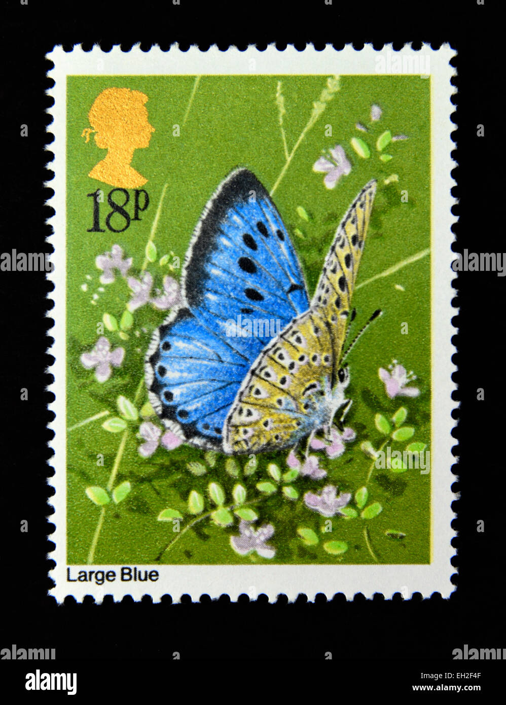 Postage stamp. Great Britain. Queen Elizabeth II. 1981. Butterflies ...
