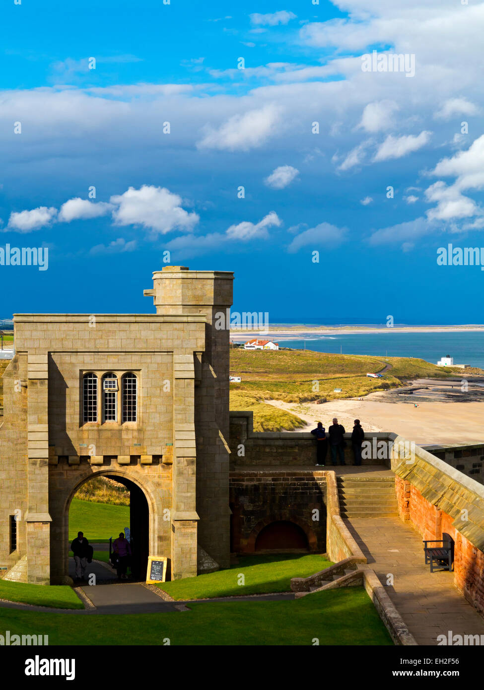View of an arched gateway in the Neville Tower in Bamburgh Castle with ...
