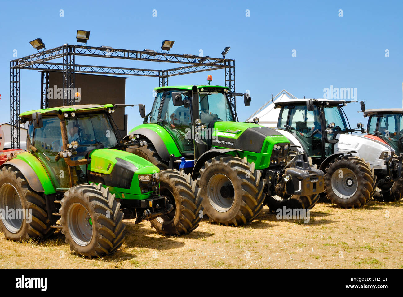 Exhibition of new tractors in an agricultural fair in Agro Pontino ...