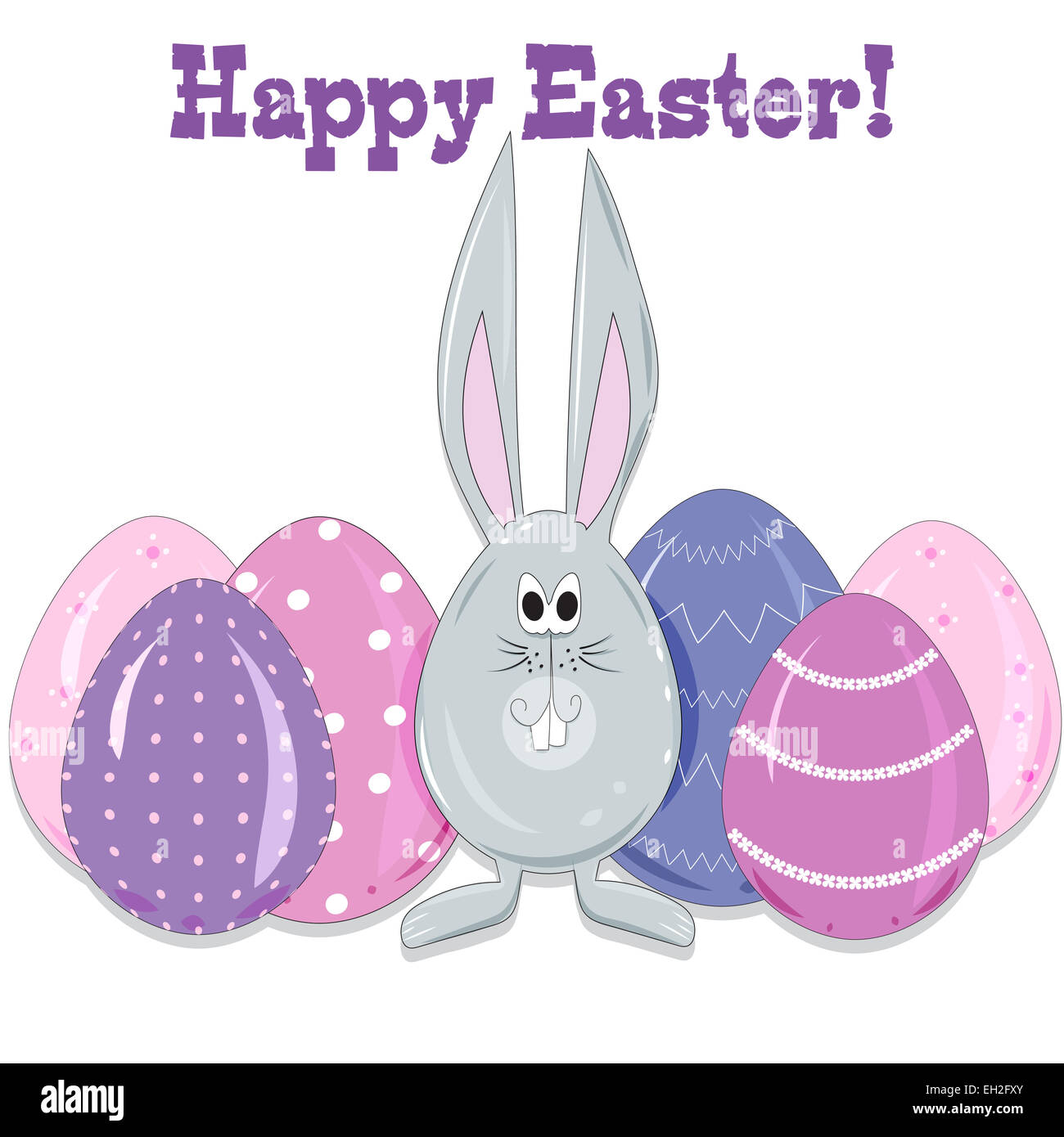 Hand-drawing easter bunny and eggs in a cartoon style Stock Photo - Alamy