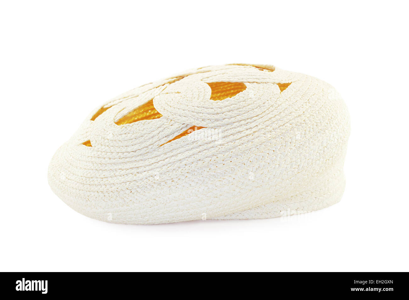 Vintage straw beret isolated white background Stock Photo - Alamy