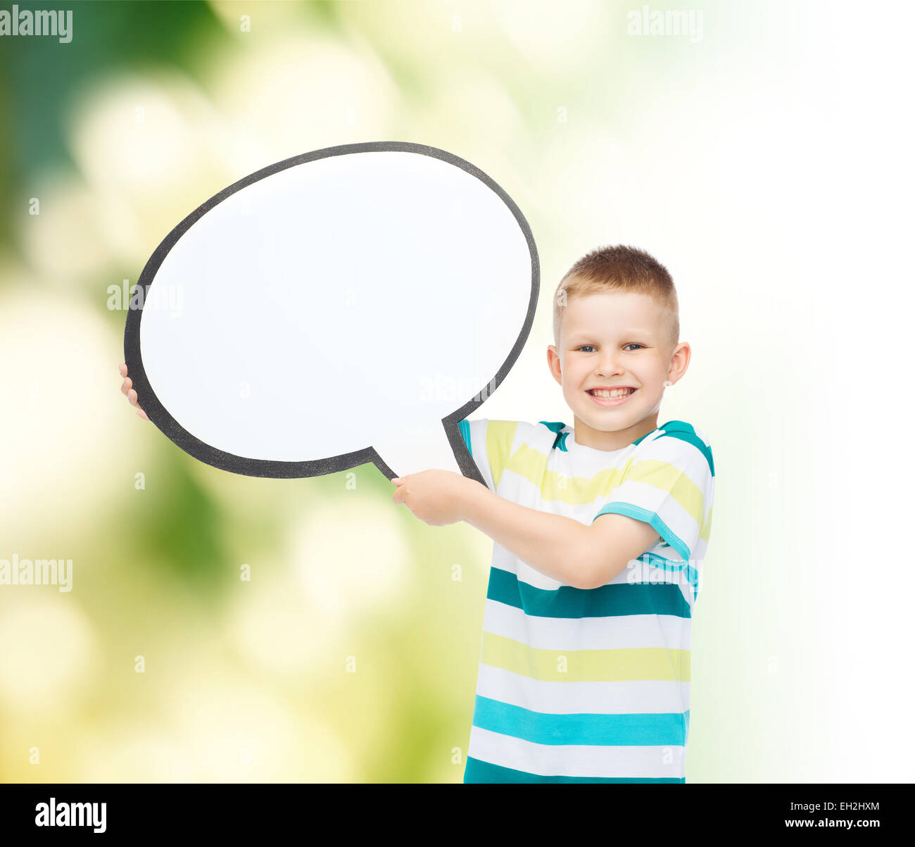 smiling little boy with blank text bubble Stock Photo - Alamy