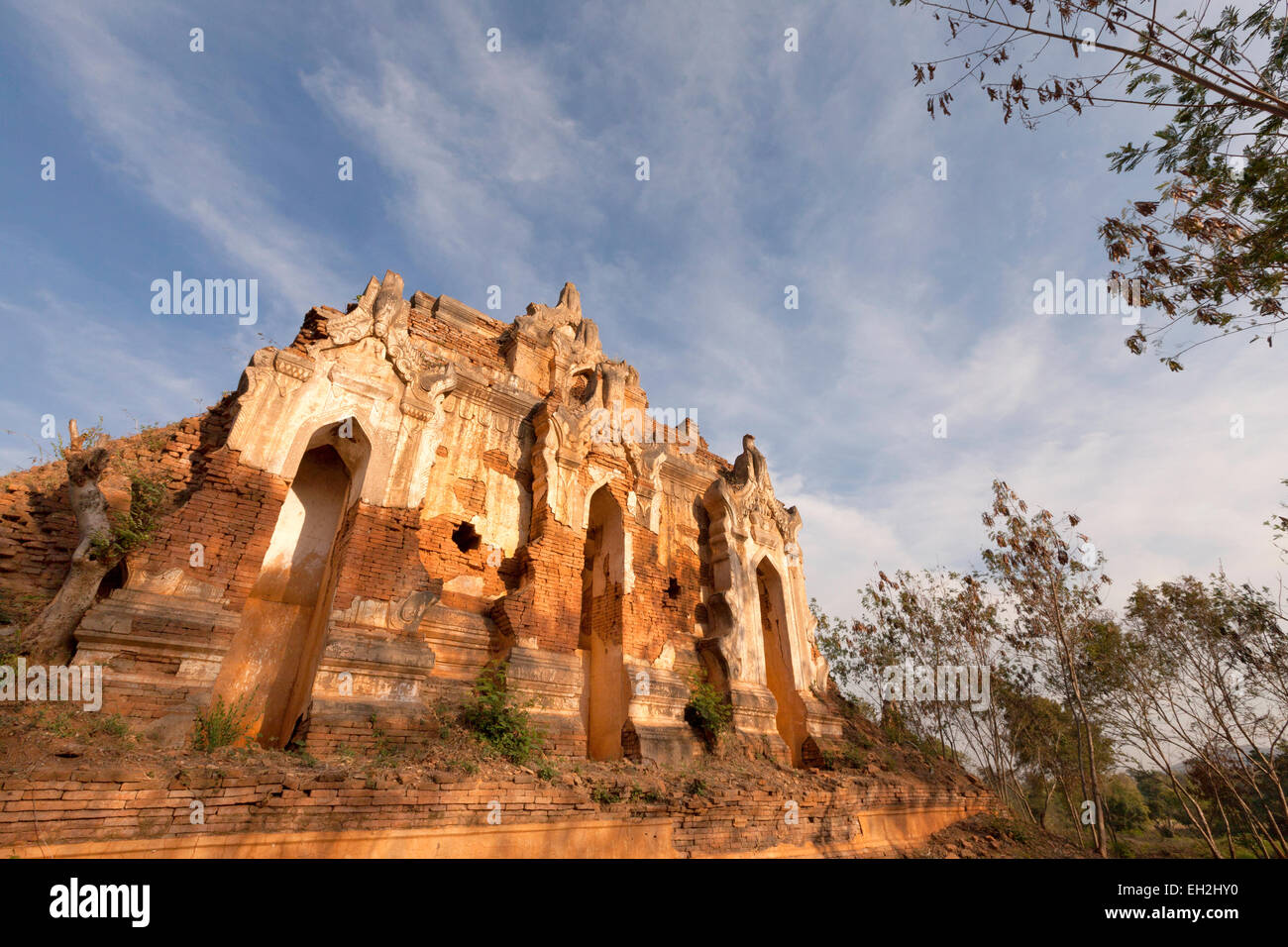 Ruins of an ancient temple at Inlay Shwe Inn Tain pagoda ruins, Inle ...
