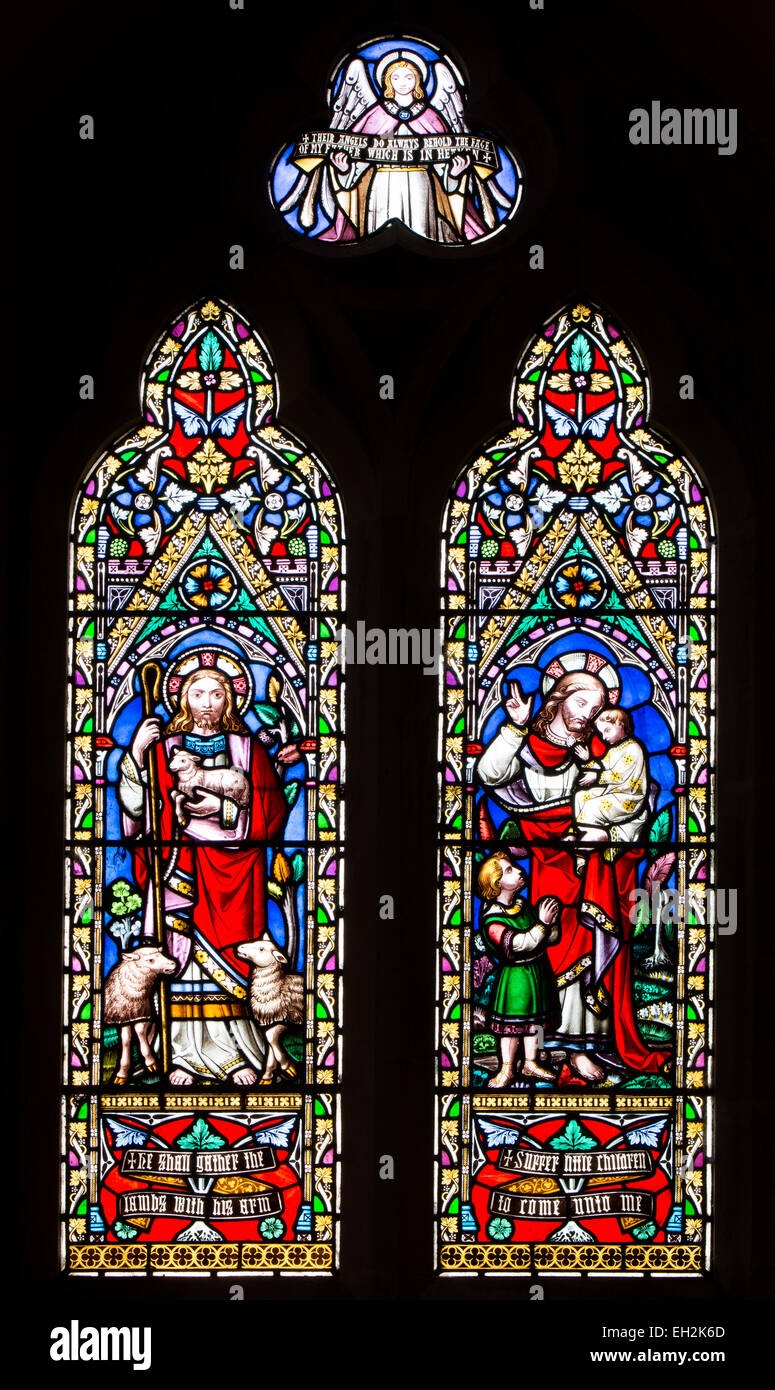 Stained glass in St. John the Baptist Church, Coln St. Aldwyns ...