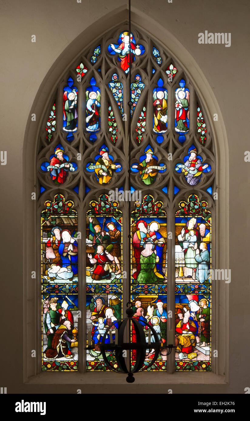 The West Window, St. Nicholas Church, Hatherop, Gloucestershire, England, UK Stock Photo - Alamy