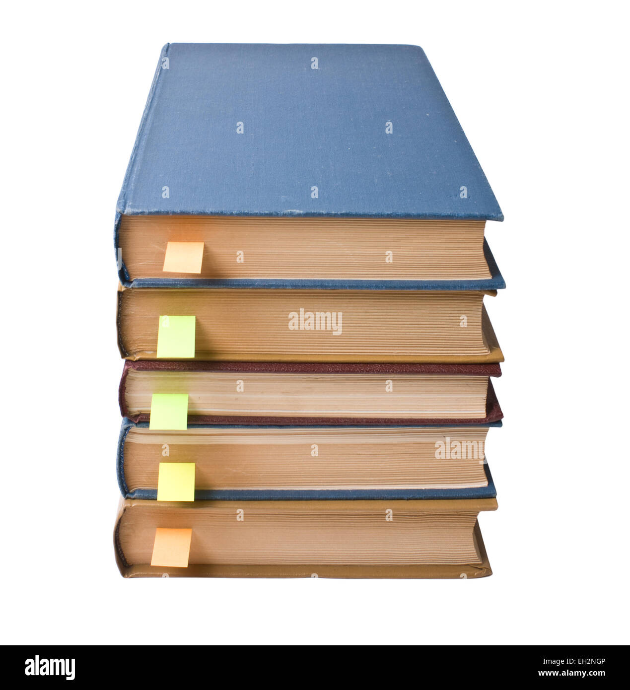 stack of books with bookmarks isolated on a white background Stock ...