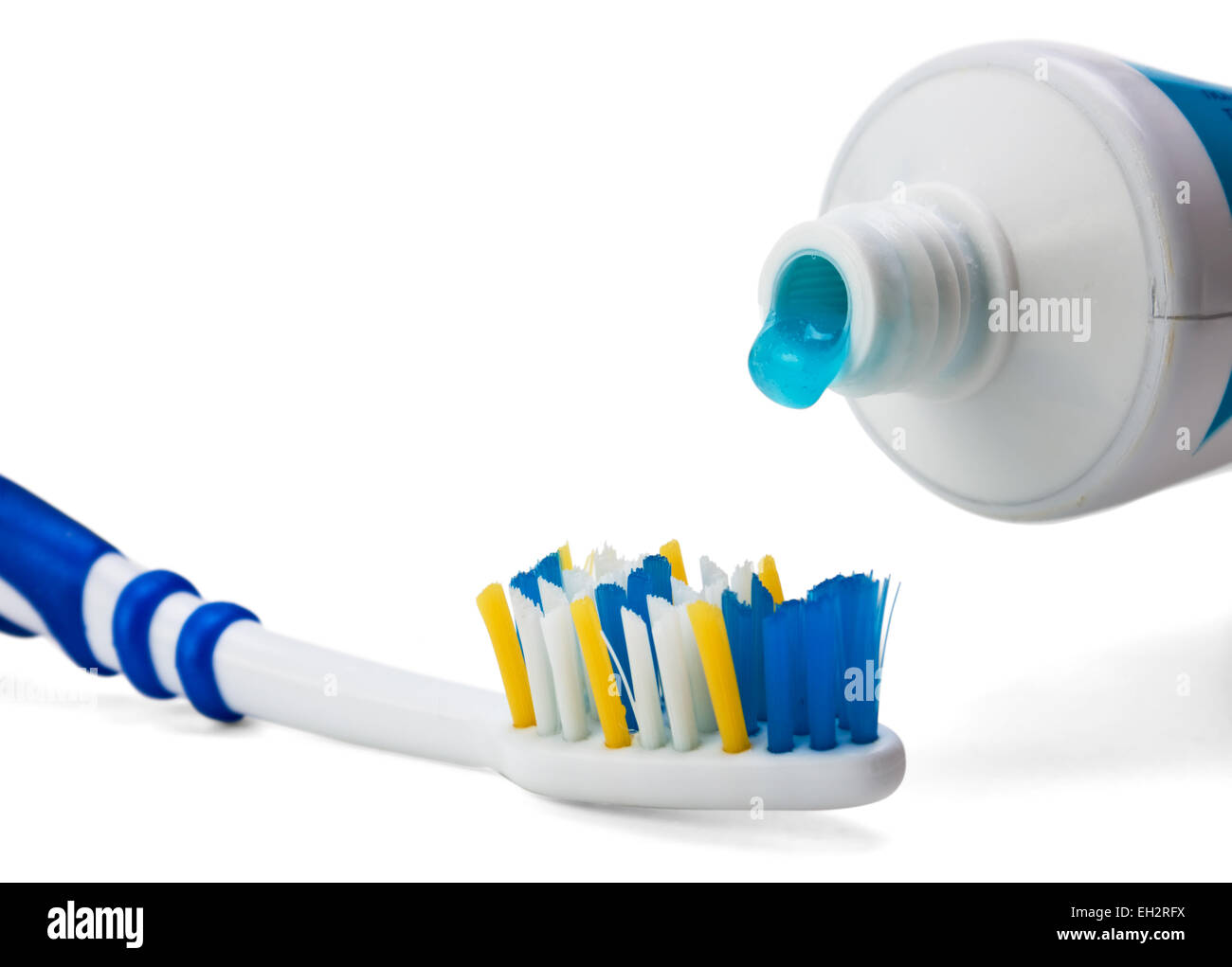 toothbrush and toothpaste isolated on a white background Stock Photo ...