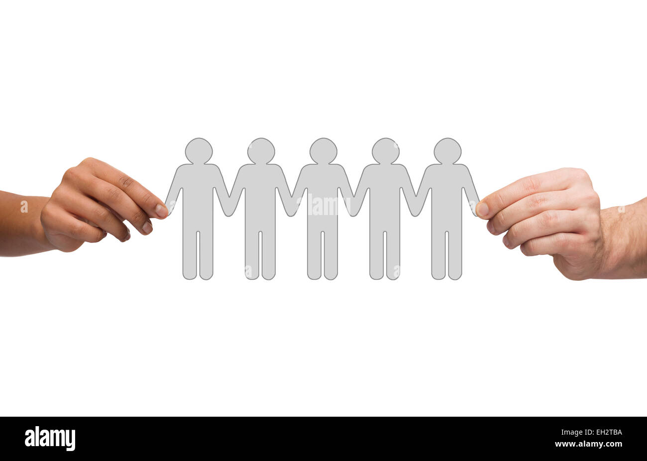 hands holding paper chain people Stock Photo - Alamy