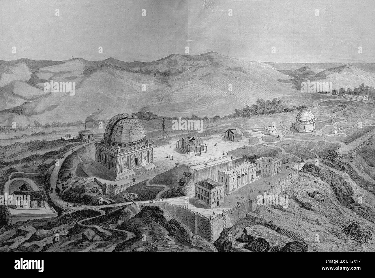 The observatory near Nice, France, woodcut circa 1871 Stock Photo - Alamy