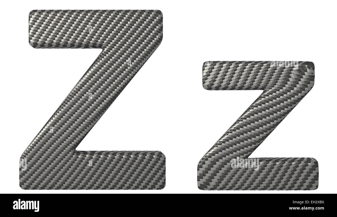 Carbon fiber font Z lowercase and capital letters isolated on white ...