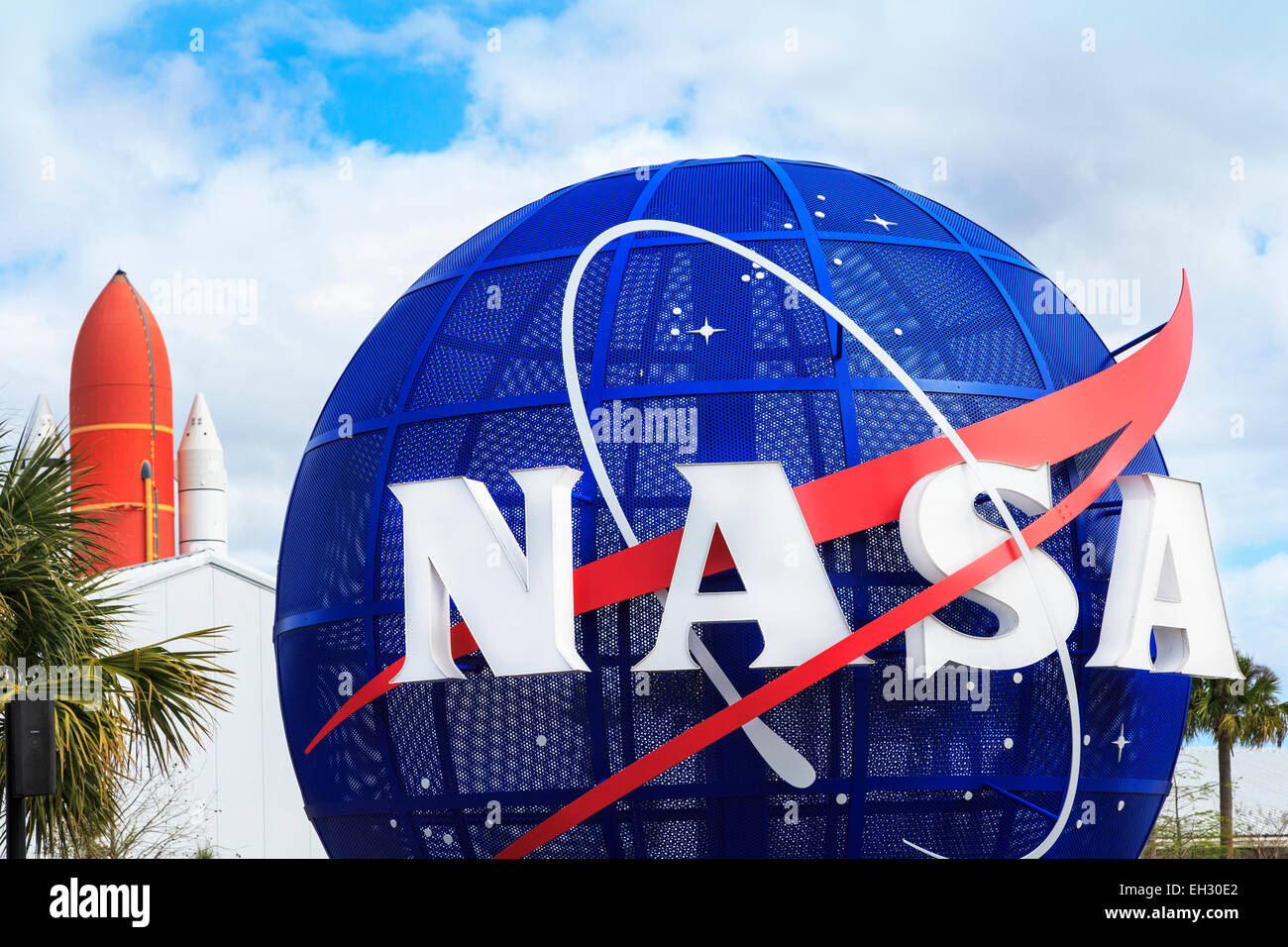 NASA sign at the entrance to the Kennedy Space Centre, Cape Canaveral ...