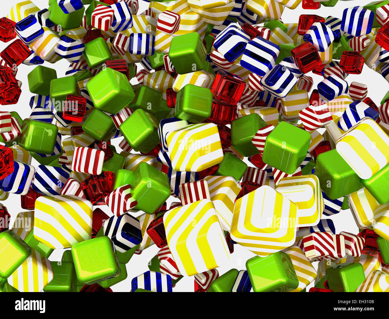 Colorful cubes or candies isolated over white background Stock Photo ...