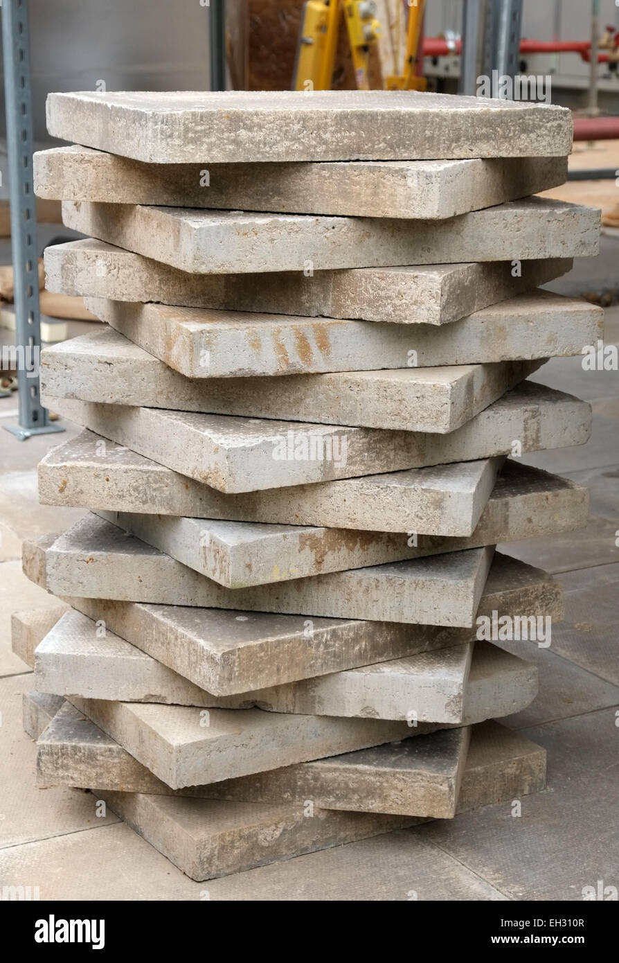 Stack of paving slabs ready for laying, March 2015 Stock Photo - Alamy