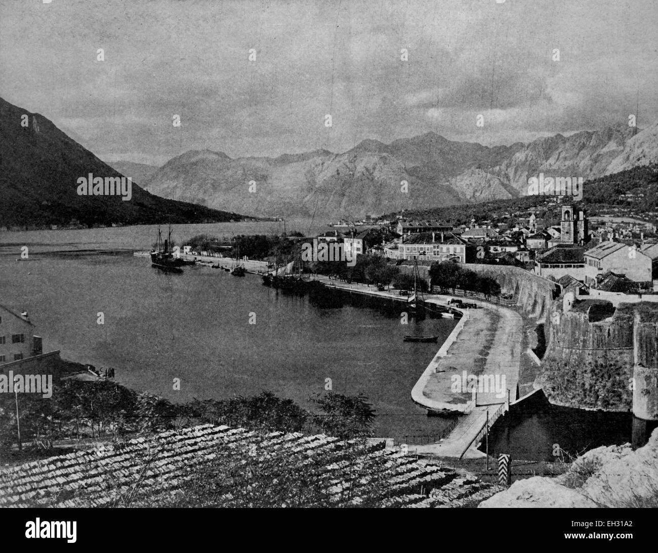 One of the first autotype photographs of Cattaro, Austria Stock Photo ...