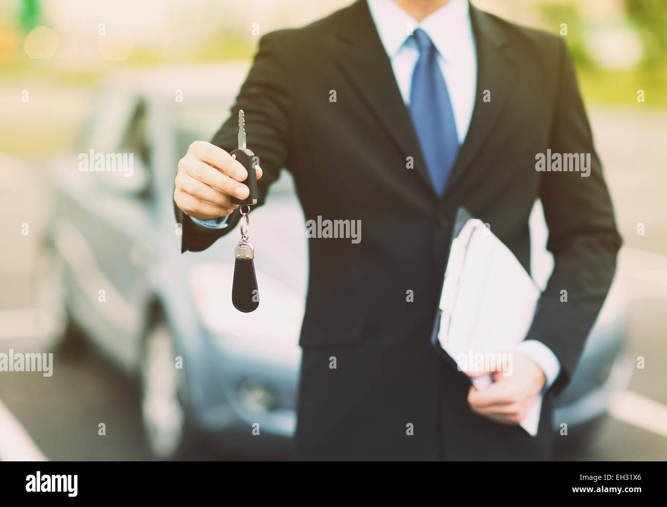 man with car key outside Stock Photo - Alamy