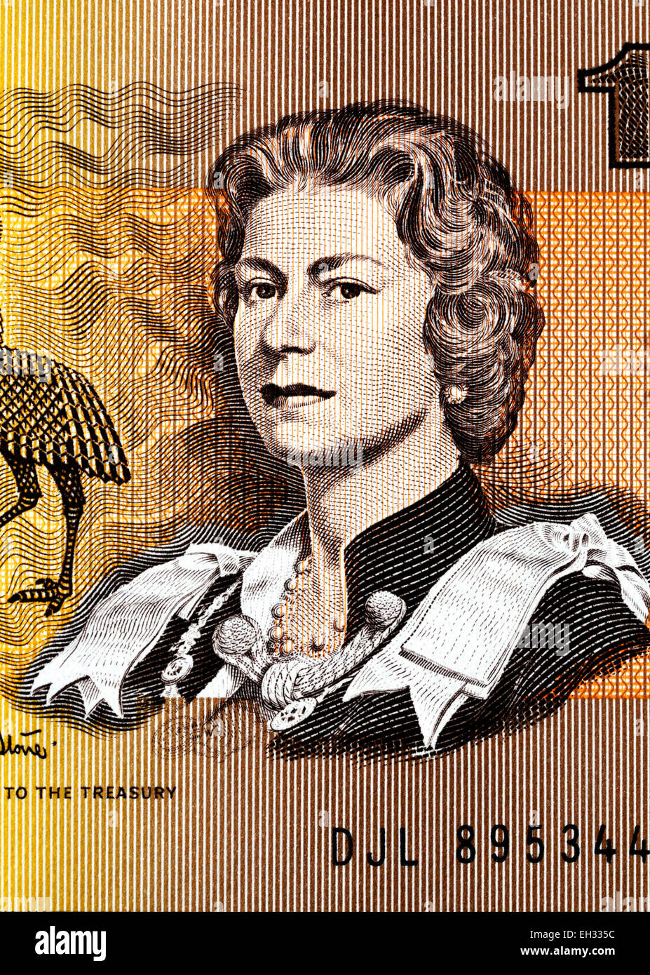 Queen Elizabeth II from 1 dollar banknote, Australia, 1983 Stock Photo ...