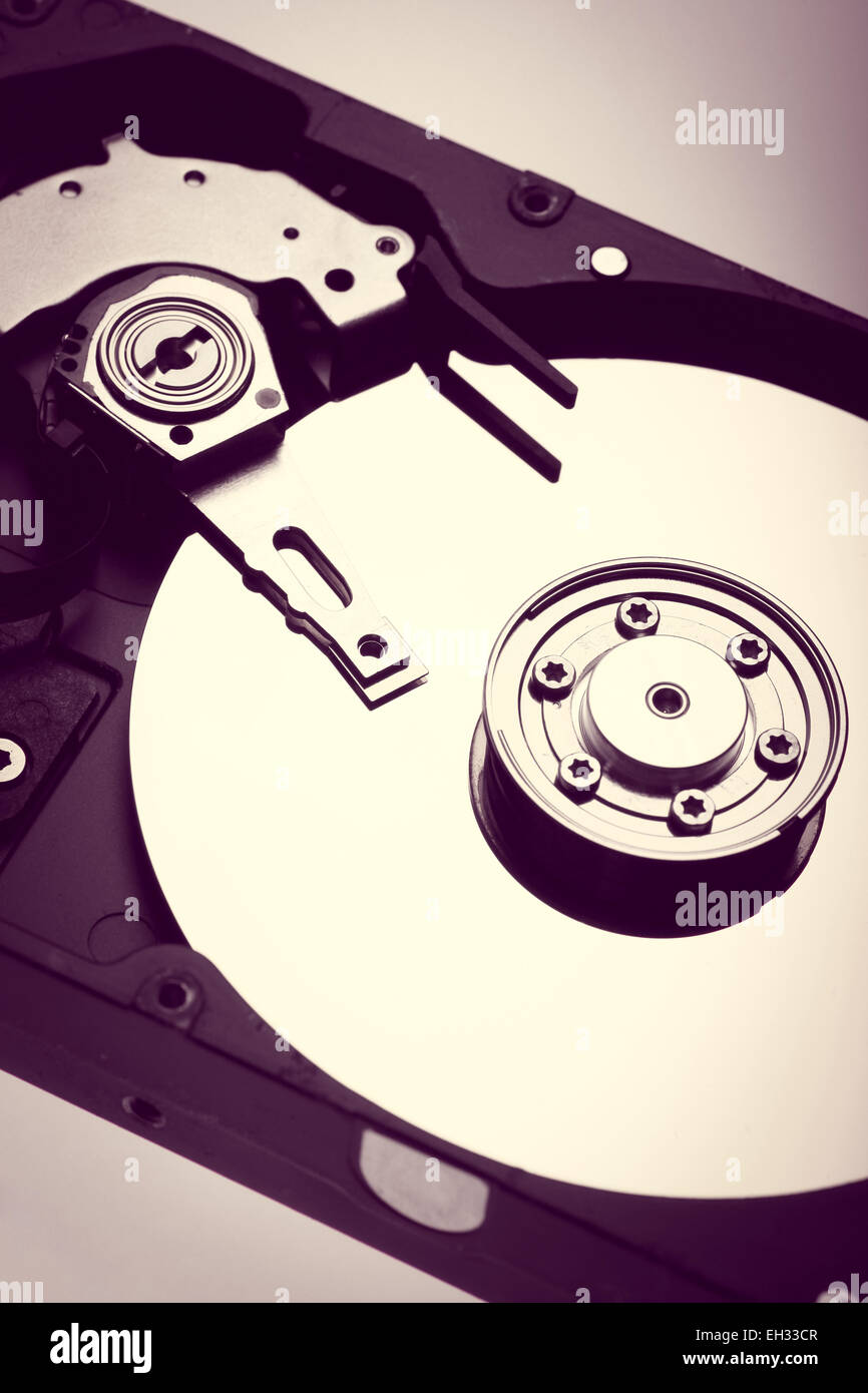 Color picture with details from inside a computer hard drive Stock ...