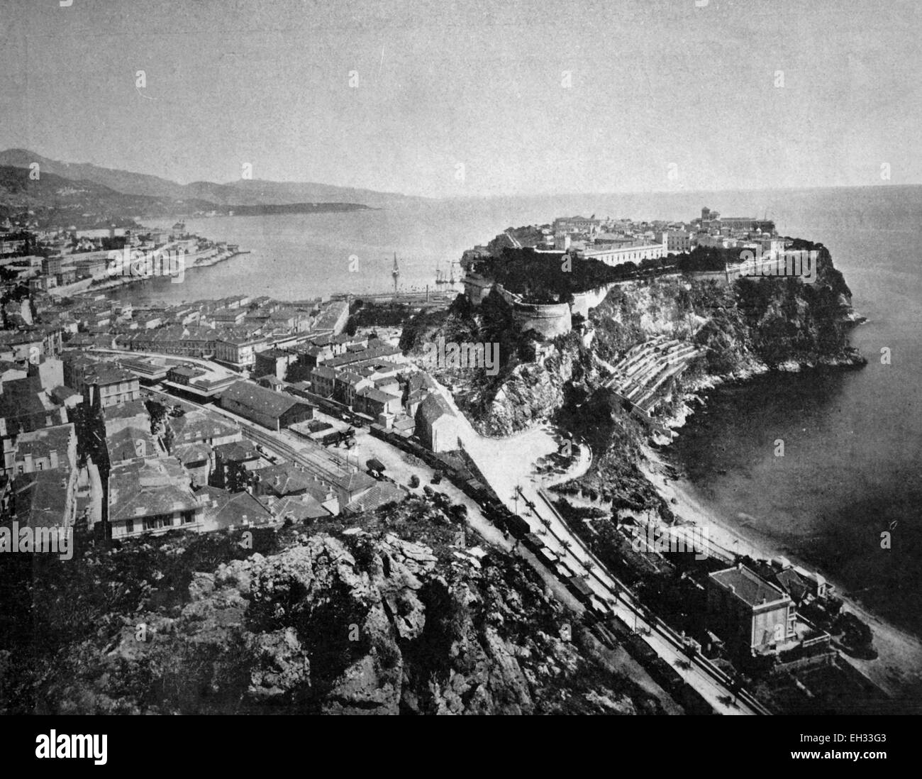 Early autotype of Monaco, historical picture, 1884 Stock Photo - Alamy