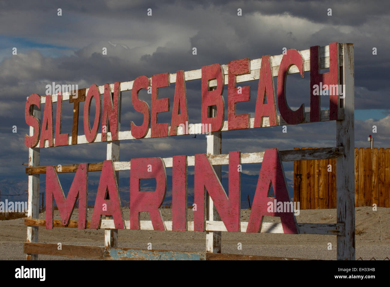 Salton Sea Beach Marina beach road sign Stock Photo - Alamy